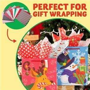 Party Supplies | 15 Sheets Christmas Tissue Paper Assorted Design Easy ...